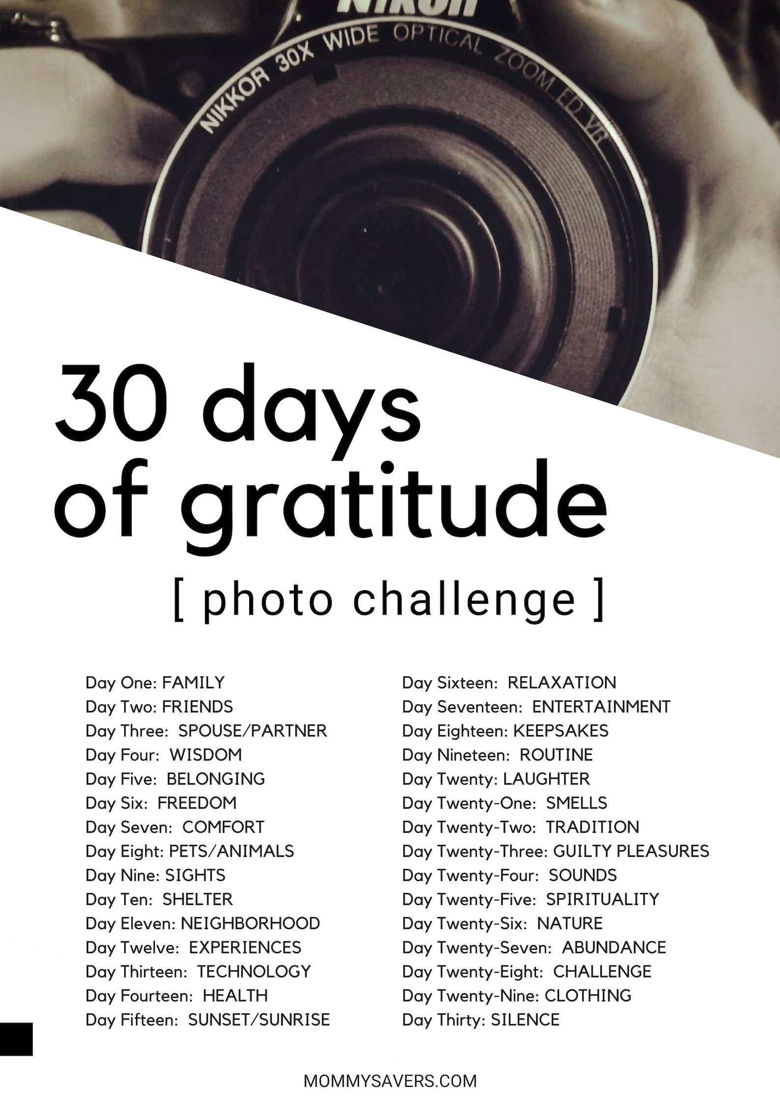 30-Day Gratitude Photo Challenge - Mommysavers